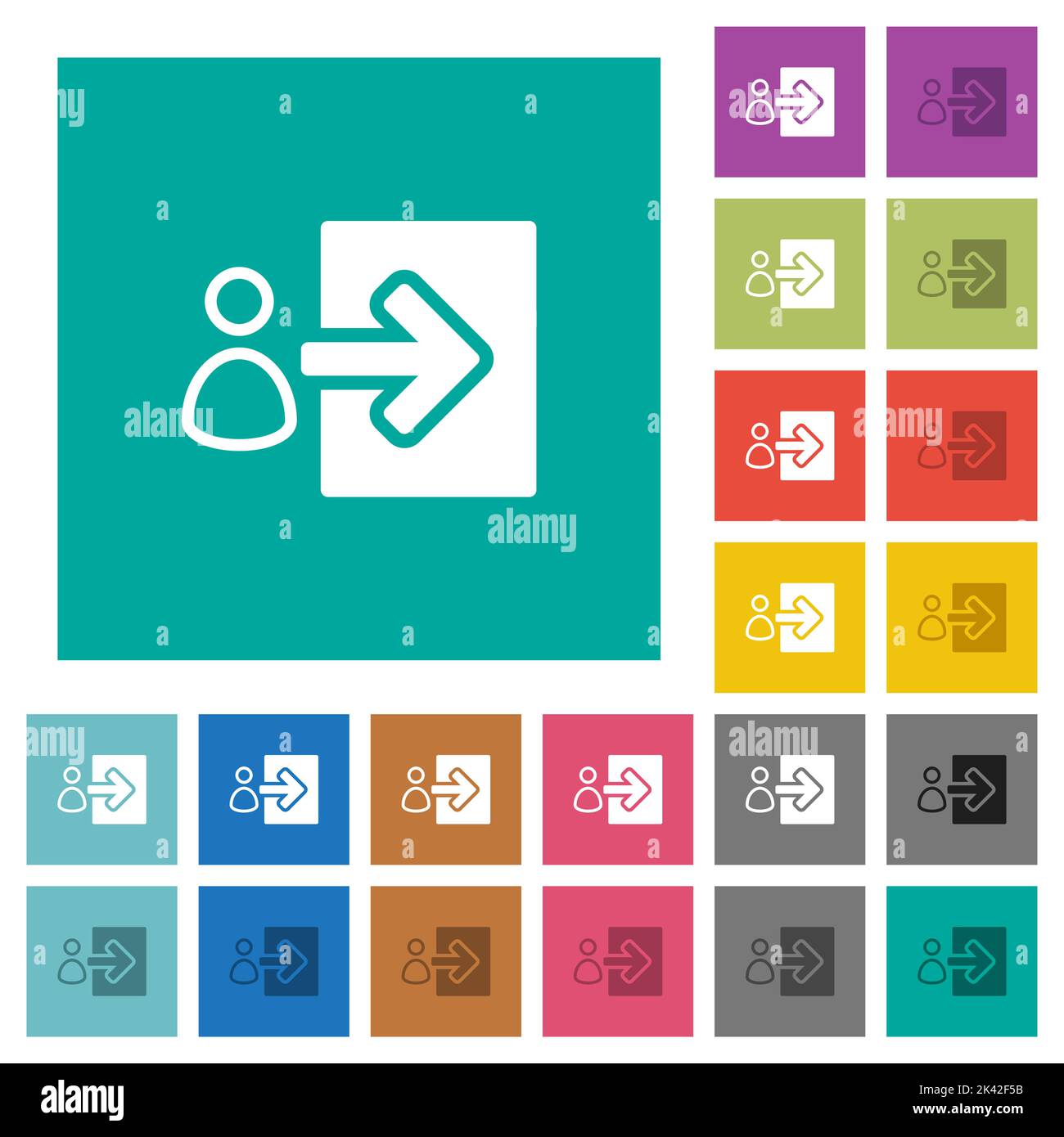 User login alternate multi colored flat icons on plain square ...