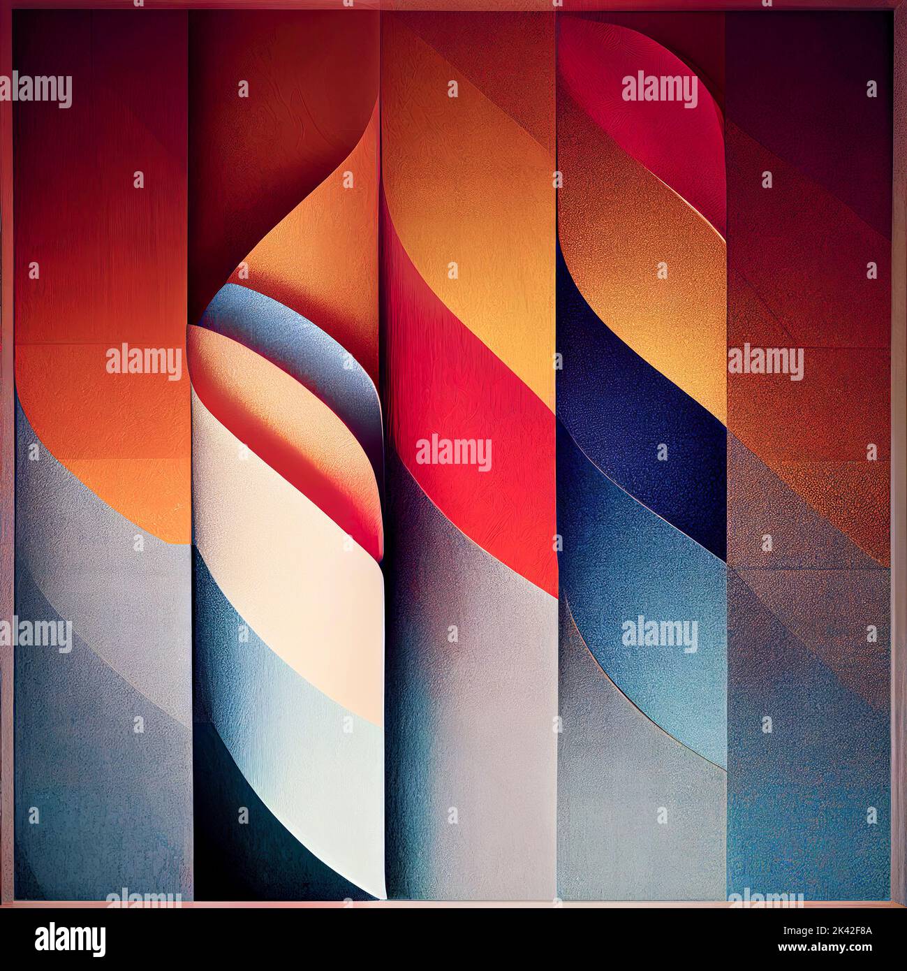 colored vertical pieces with mosaics and horizontal stripes of varied ...