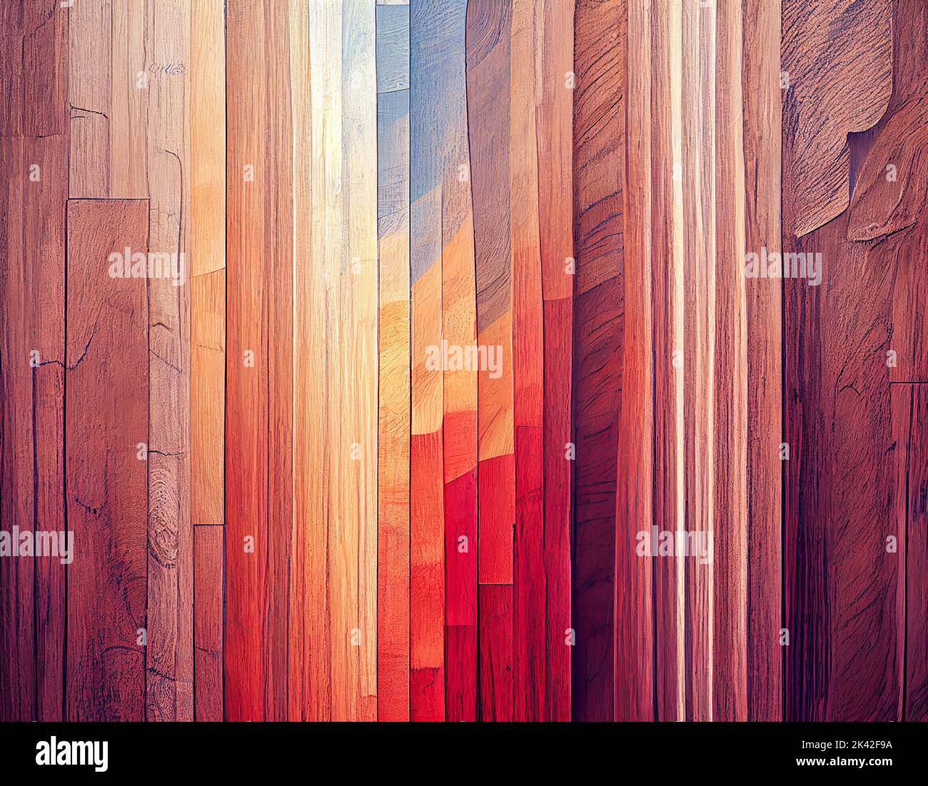 Forest, colored vertical pieces with mosaics and horizontal stripes of ...