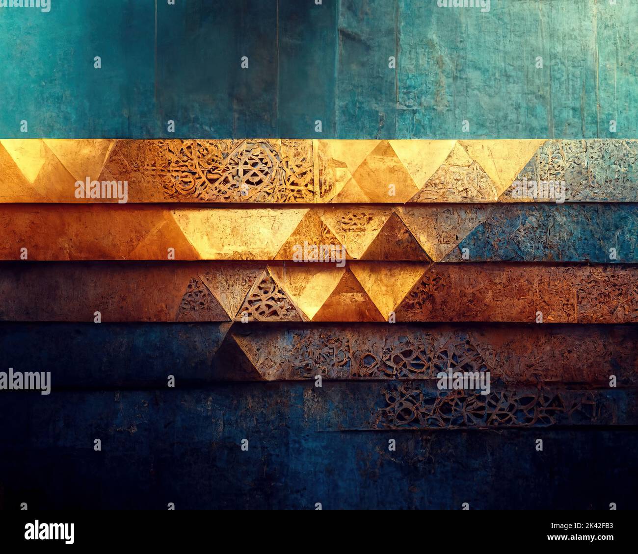 vertical pieces of colors with mosaics and horizontal stripes of varied ...