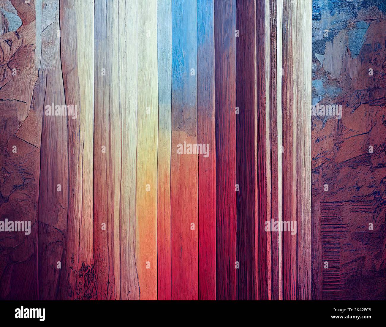 colored vertical pieces with mosaics and horizontal stripes of varied ...