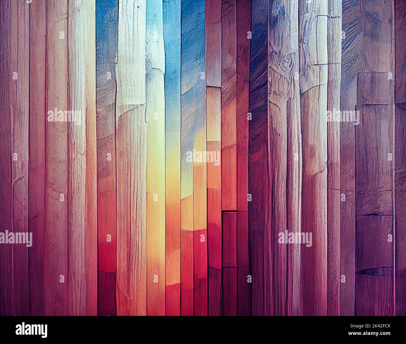 Forest, colored vertical pieces with mosaics and horizontal stripes of ...