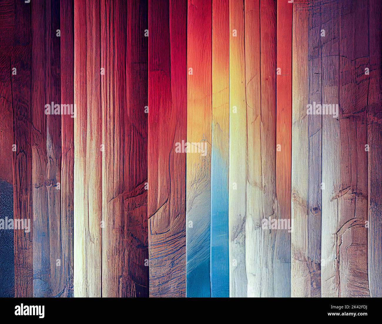 Forest, colored vertical pieces with mosaics and horizontal stripes of ...