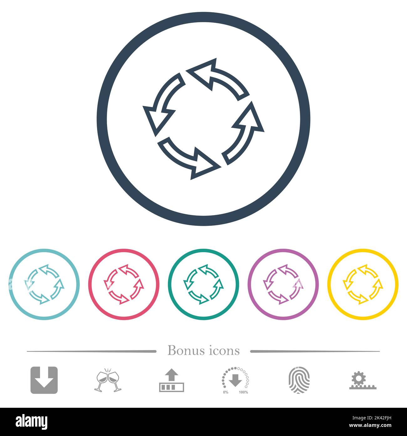 Rotate Left Outline Flat Color Icons In Round Outlines 6 Bonus Icons Included Stock Vector