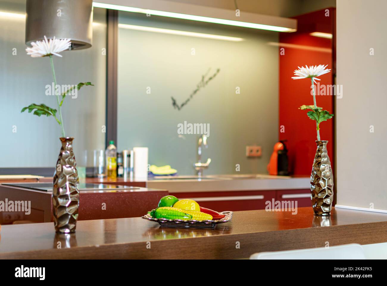 a image of a American style open plan kitchen in a luxury Costa Del Sol ...