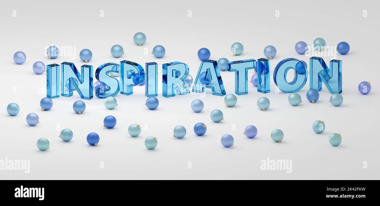 3d rendered glass sculpture sign saying inspiration on white background ...