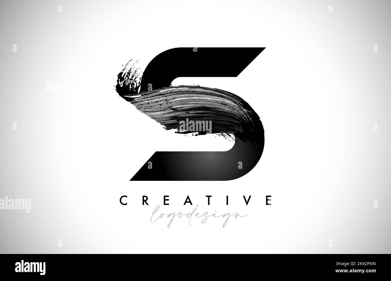 Letter S Logo Brush Stroke with Artistic Watercolor Paint Brush Icon ...