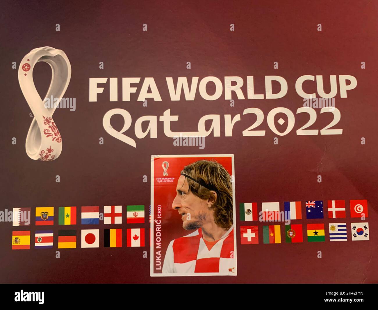 Doha-Qatar September 29, 2022, sticker album of football players from ...
