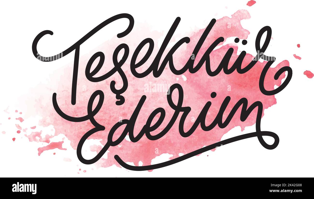 Text in the Turkish: Thank you. Lettering. Ink illustration. Modern ...