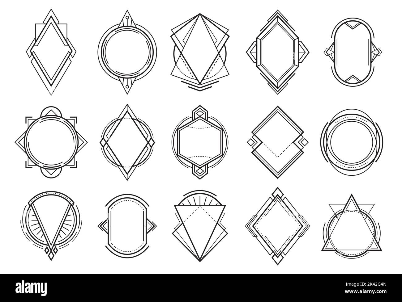 Geometric boho tattoo art, abstract tribal sacred geometry vector icons ...