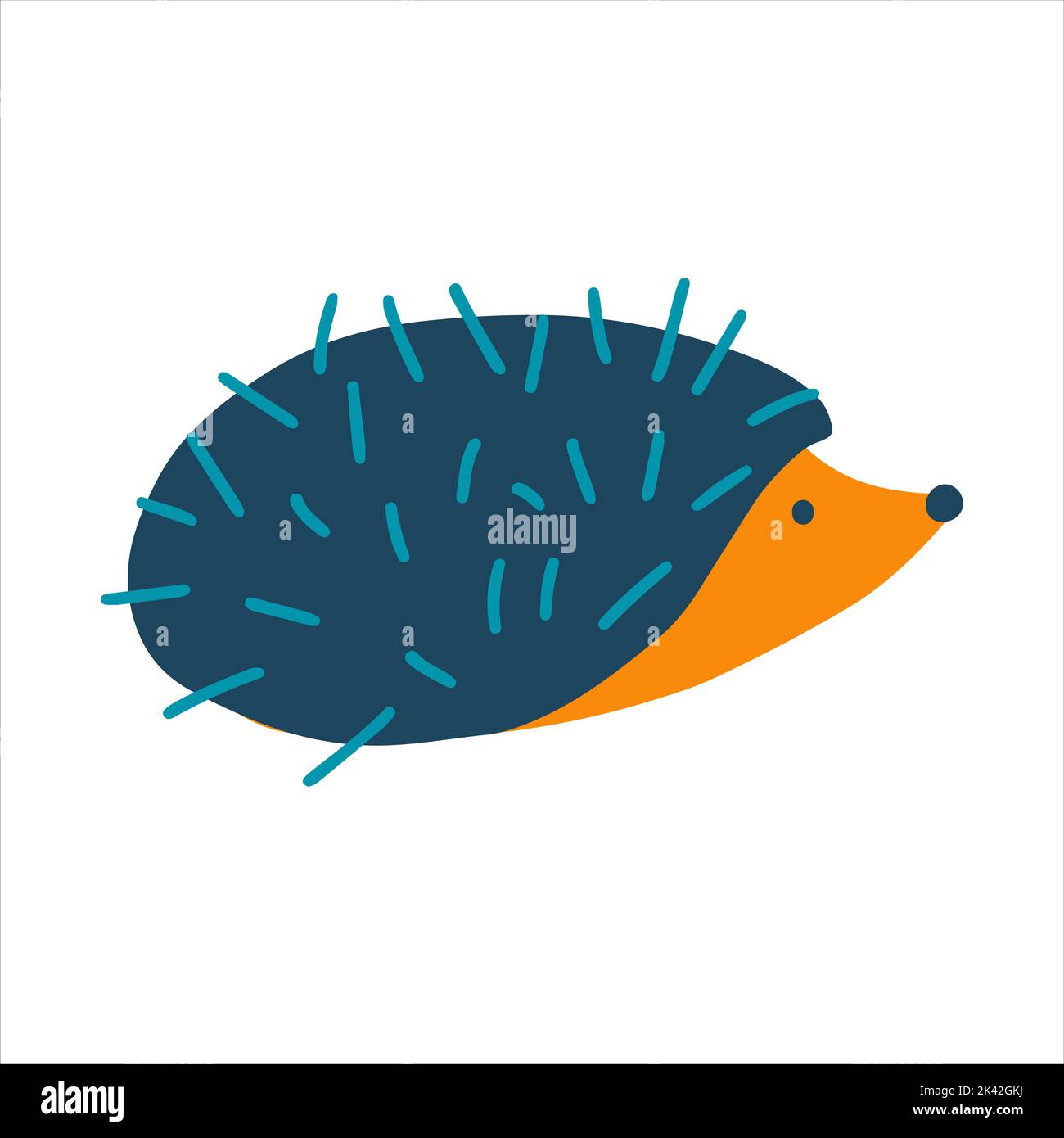 Vector illustration of hand drawn hedgehog in cartoon childish style ...