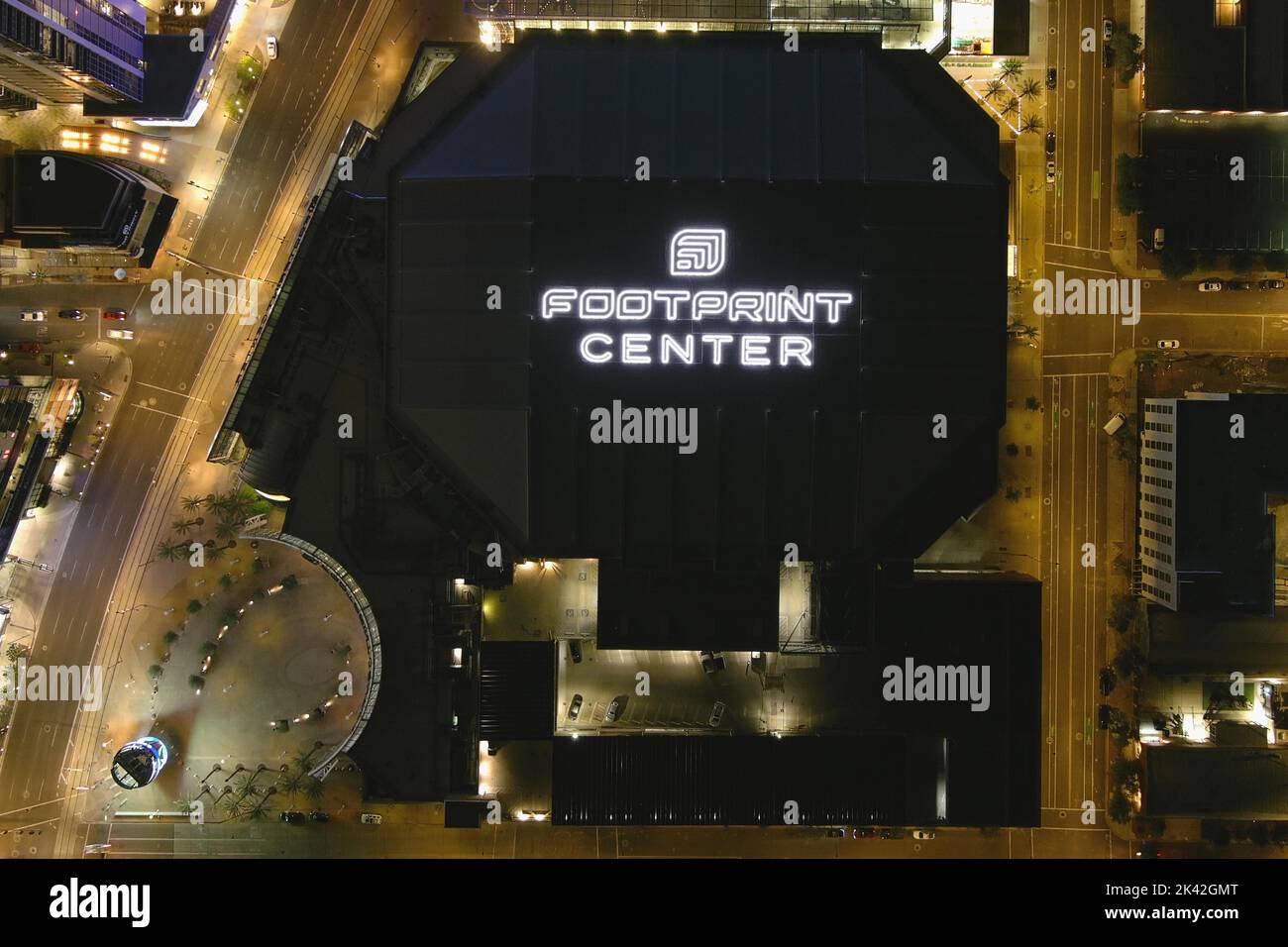A general overall aerial view of the Footprint Center at night, Tuesday ...