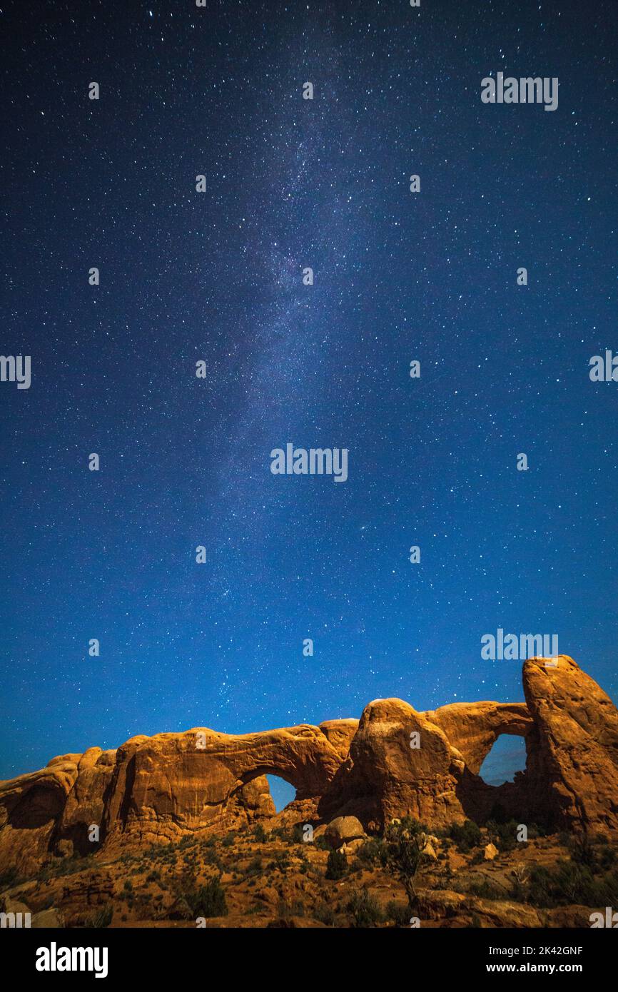 The North and South Windows with stars by moonlight at night in the ...