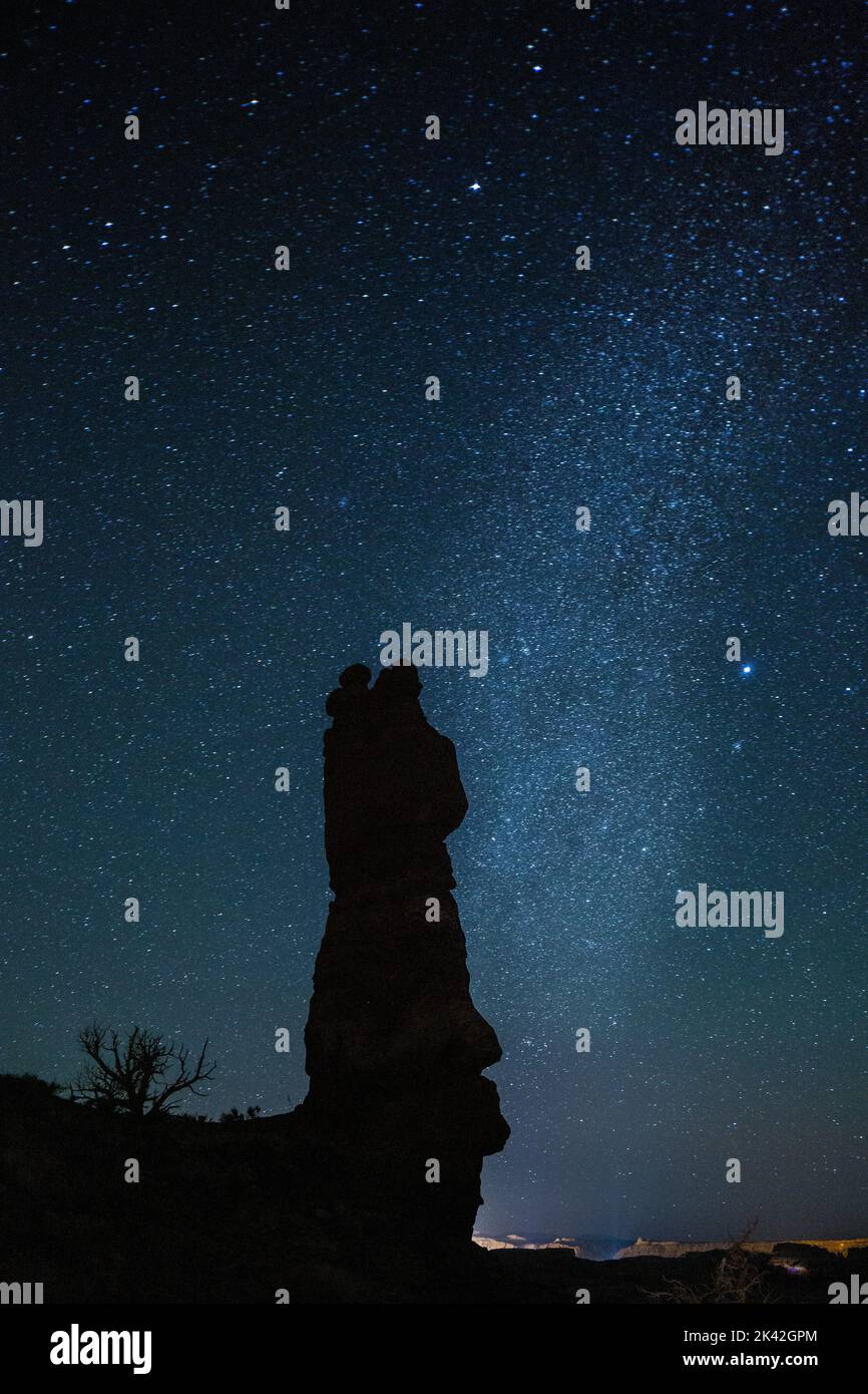 The Milky Way over an Entrada sandstone rock pillar in the Spires and ...