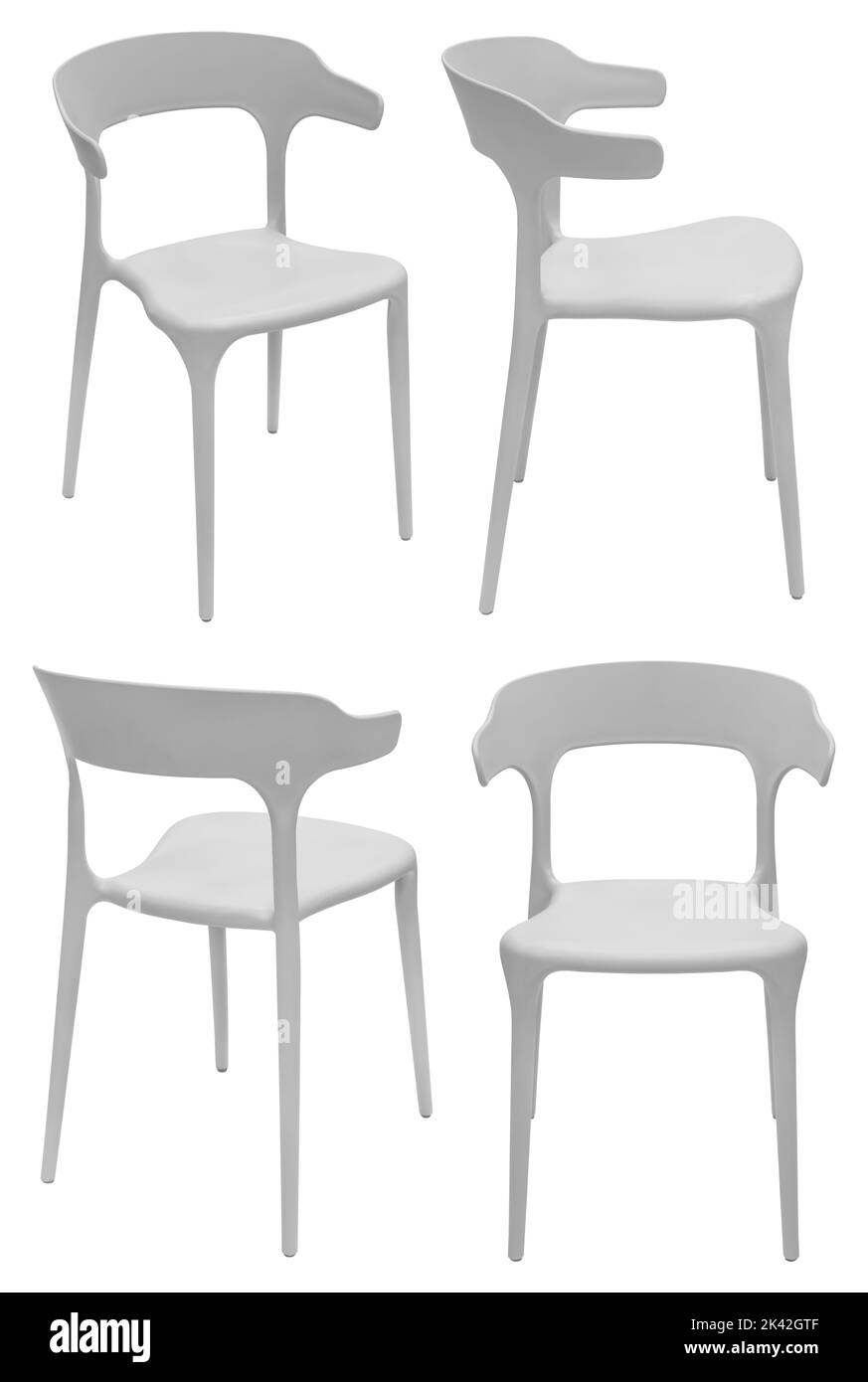 Modern stylish plastic chair in different angles of gray color ...