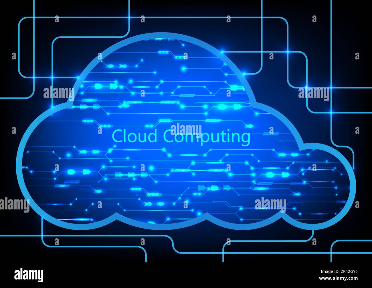 Graphics design Hitech Technology Cloud computing concept. Computer accessing online network ...