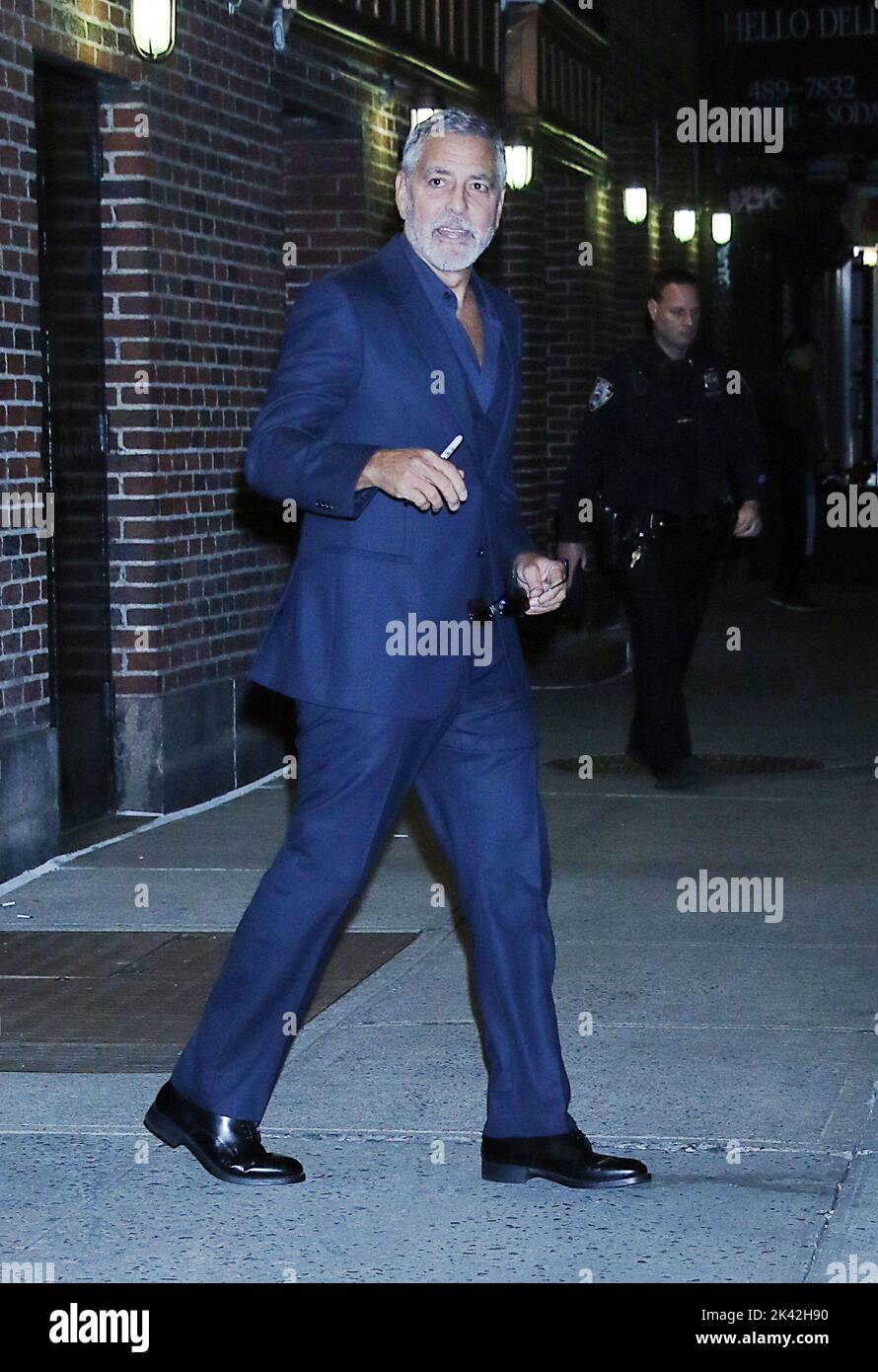 New York, NY, USA. 28th Sep, 2022. George Clooney exits The Late Show ...