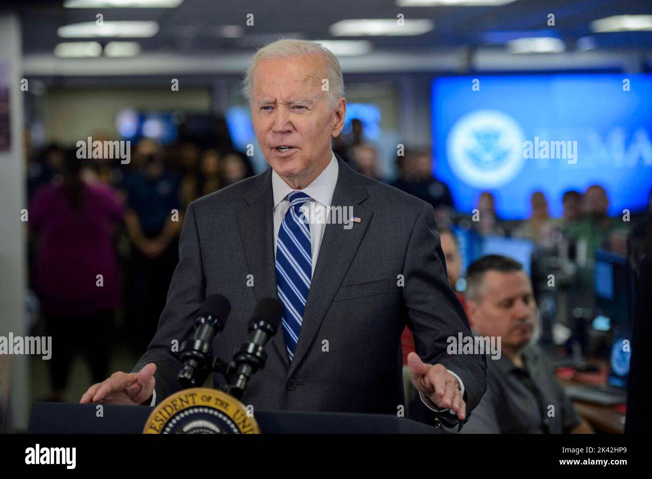 President Joe Biden speaks during a press conference after being ...