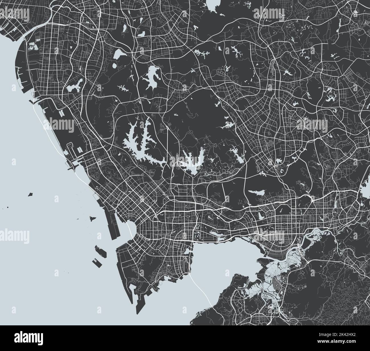 Shenzhen vector map. Detailed map of Shenzhen city administrative area ...