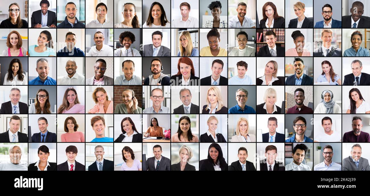 Diverse People Face Collage. Professional Group Meeting Stock Photo - Alamy