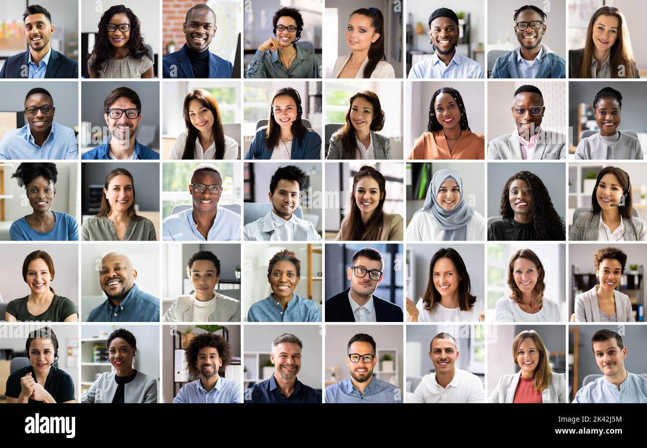 Diverse People Face Collage. Professional Group Meeting Stock Photo - Alamy