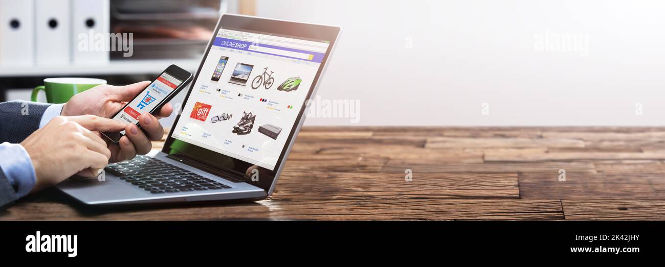 Online Ecommerce Website Shop. Mobile Phone Screen Stock Photo - Alamy