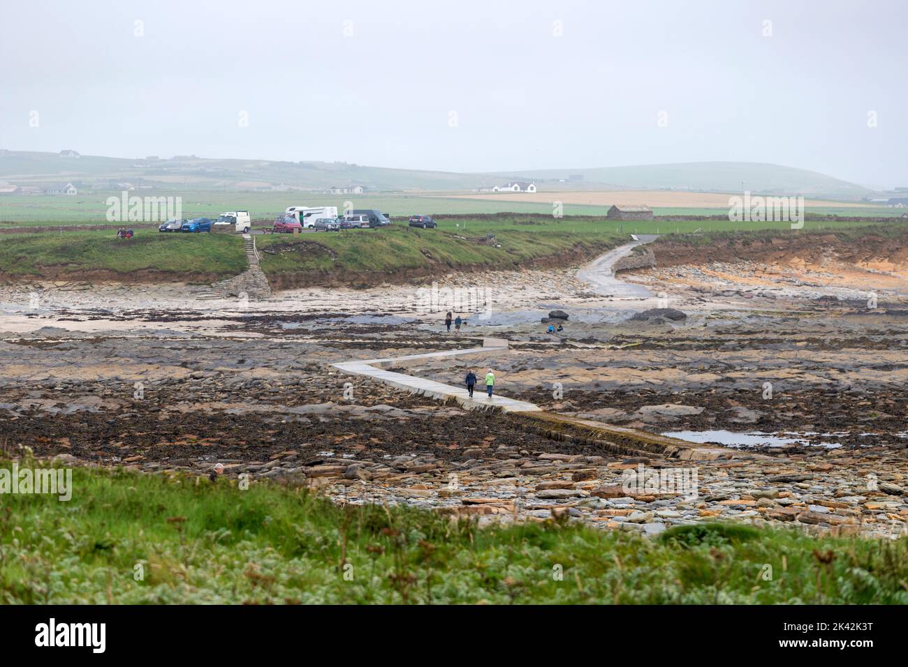 Concrete pathway to the island Brough of Birsay, The Mainland of Orkney ...