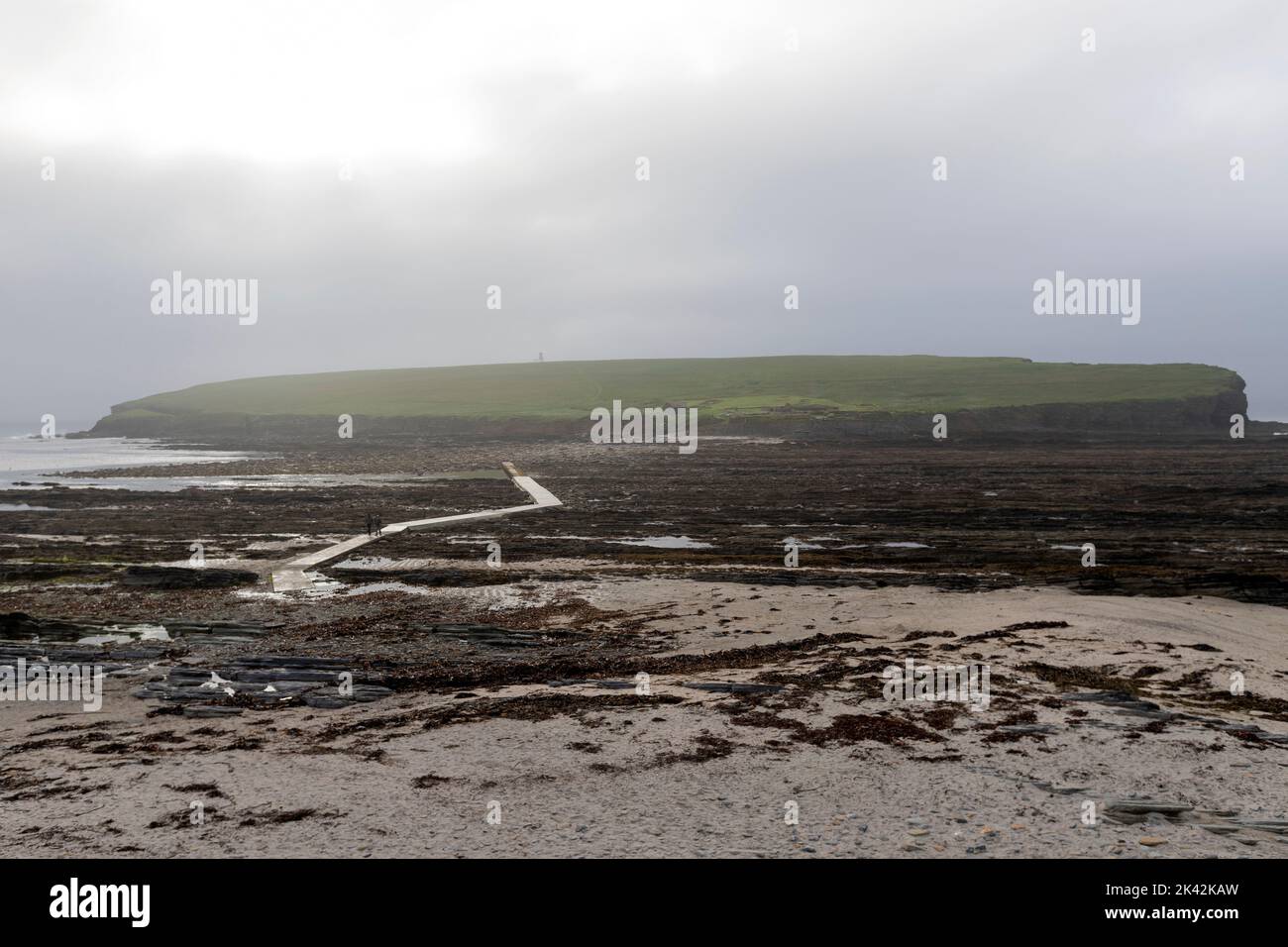 Concrete pathway to the island Brough of Birsay, The Mainland of Orkney ...