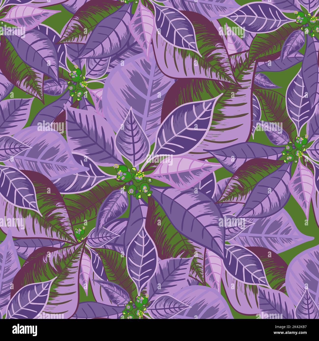 Seamless pattern with poinsettia. Christmas flower bouquet ornament in ...