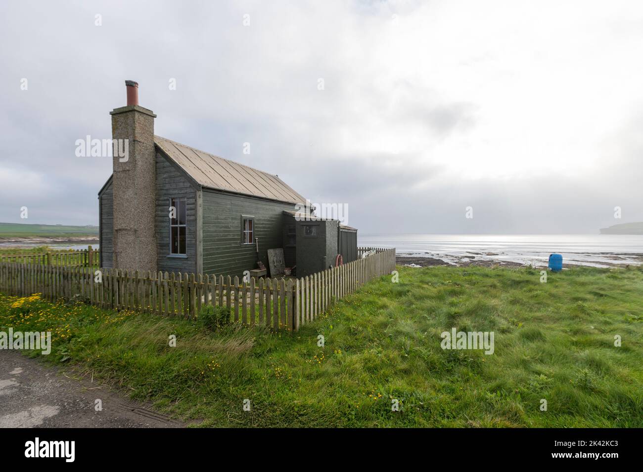 Wooden house in front of the bay, Brough of Birsay, The Mainland of ...