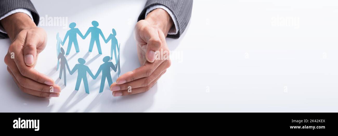 Hand Protecting Business Employees. Help And Safety Stock Photo - Alamy