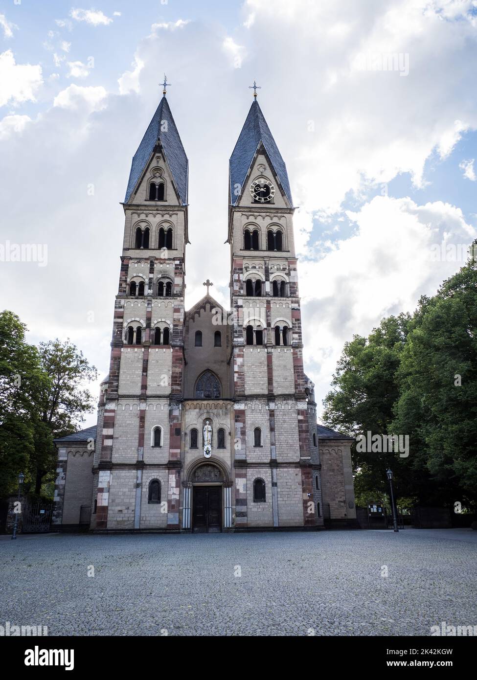 Western front of the Basilica of St. Castor, Koblenz, Germany Stock ...