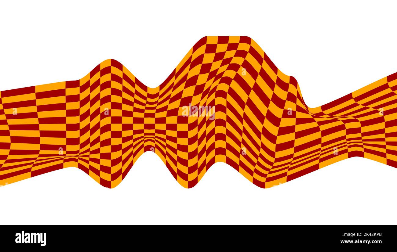 Optical illusion pattern, abstract wave. Chess op art, chessboard ...