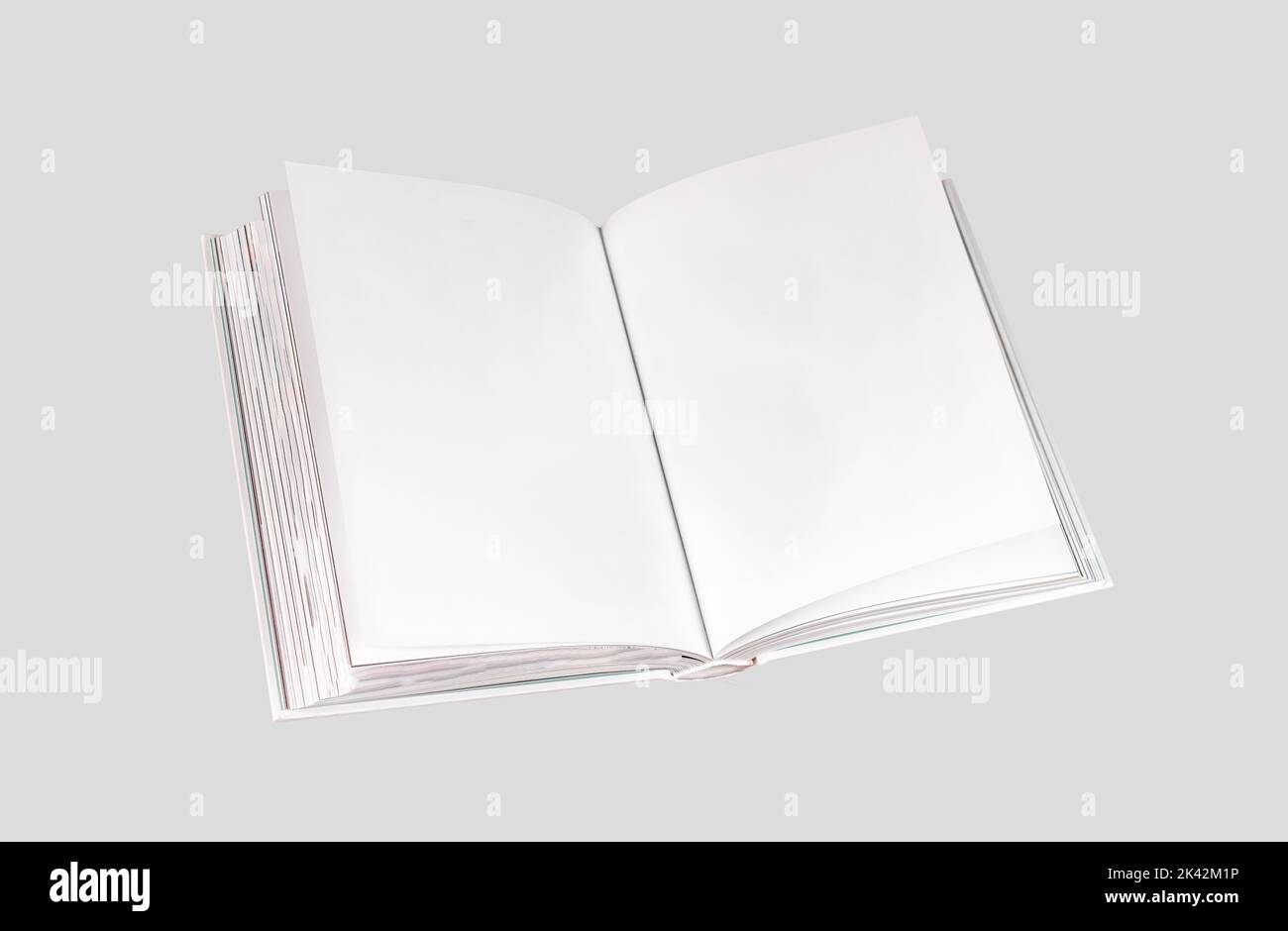 Open paper book with white blank empty pages mock up. Literature mockup ...