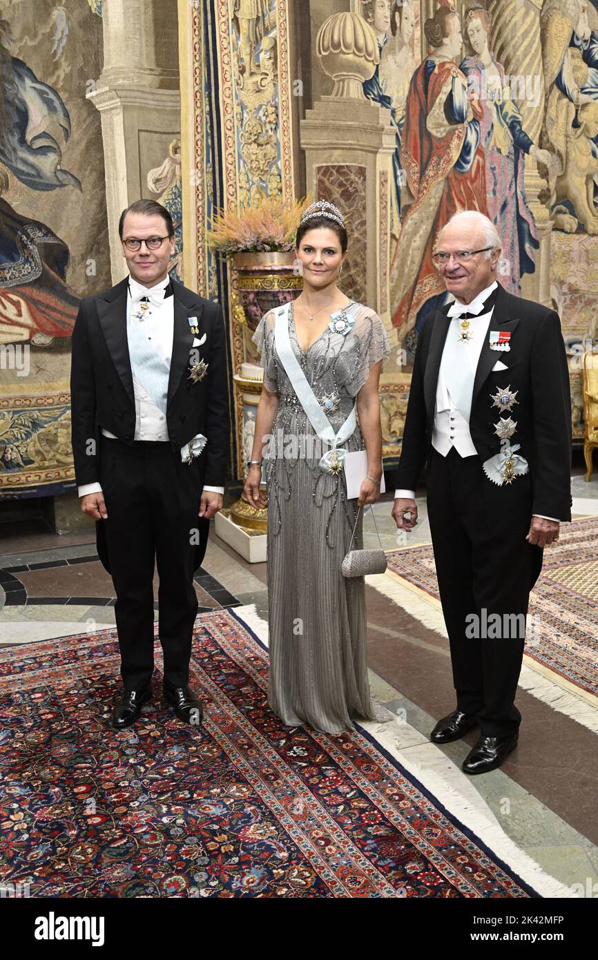 Prince Daniel, Crown Princess Victoria and King Carl Gustaf arrive at a ...
