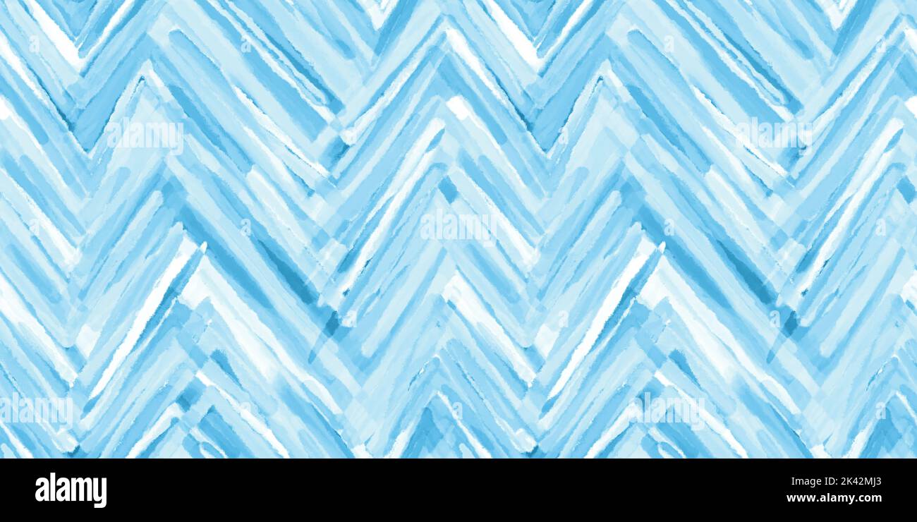 Seamless playful hand painted watercolor light pastel blue herringbone ...