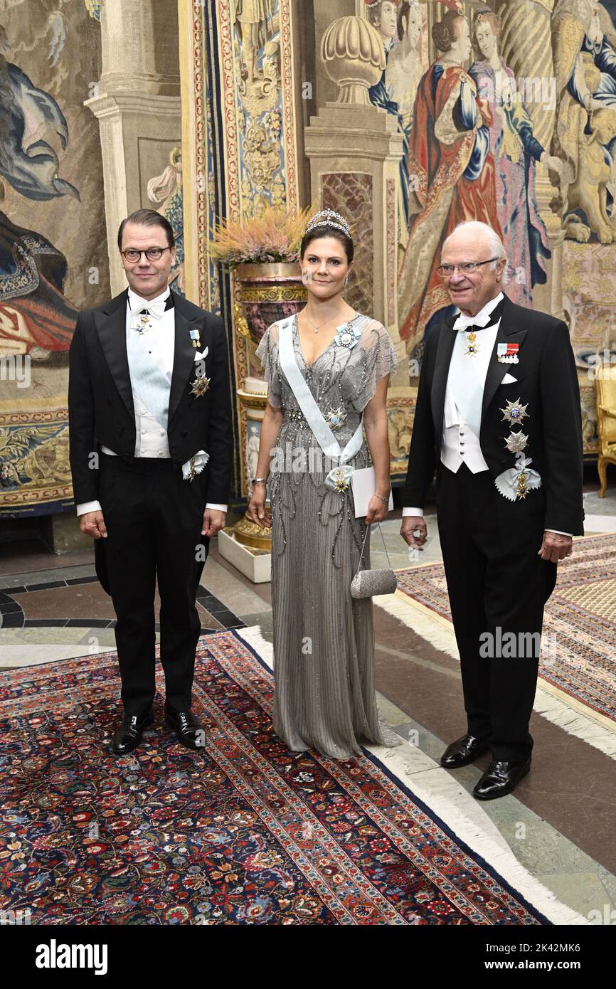 Prince Daniel, Crown Princess Victoria and King Carl Gustaf arrive at a ...