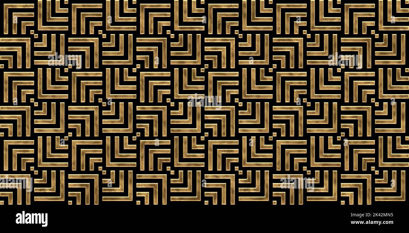 Seamless golden Art Deco overlapping woven striped squares pattern ...