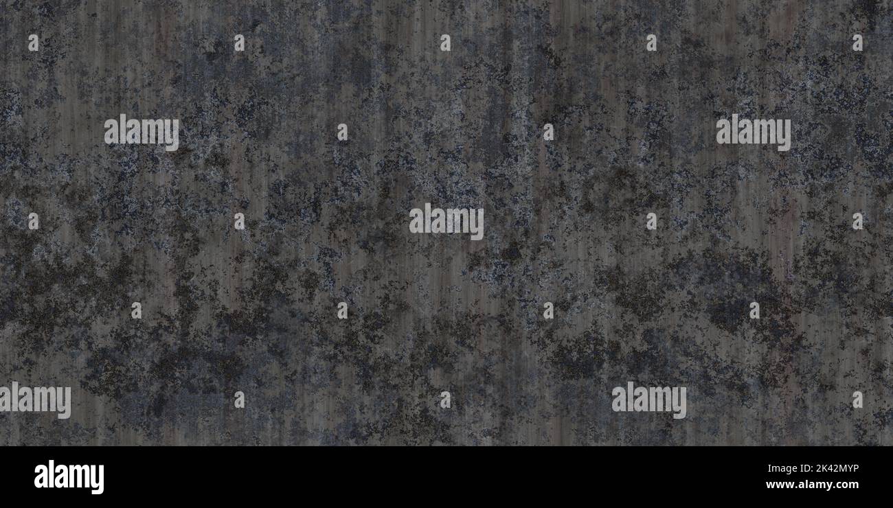 Seamless old worn corroded rusted dark grey metal patina background texture. Tileable rough ...