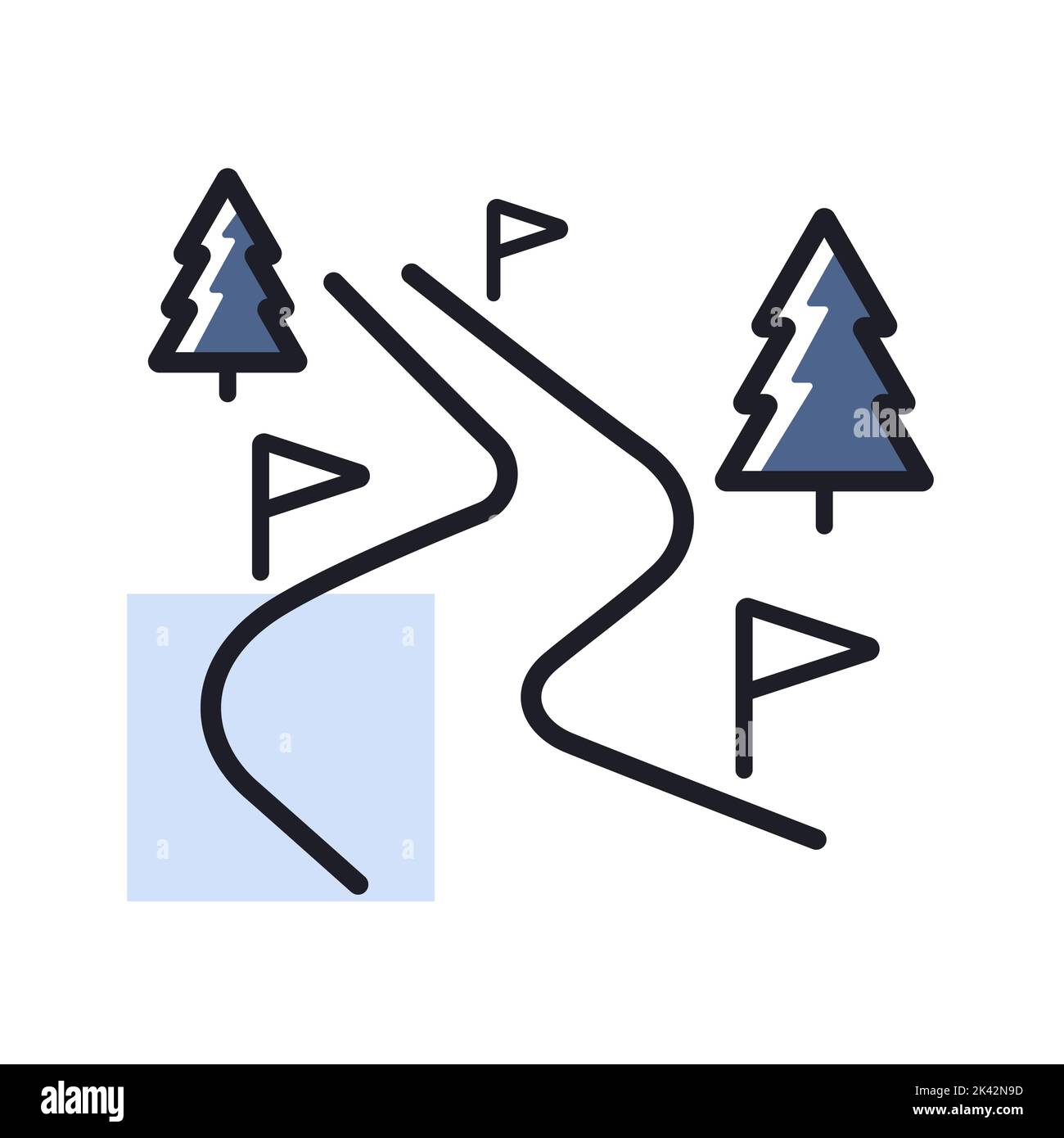 Ski route vector isolated icon. Winter sign. Graph symbol for travel ...