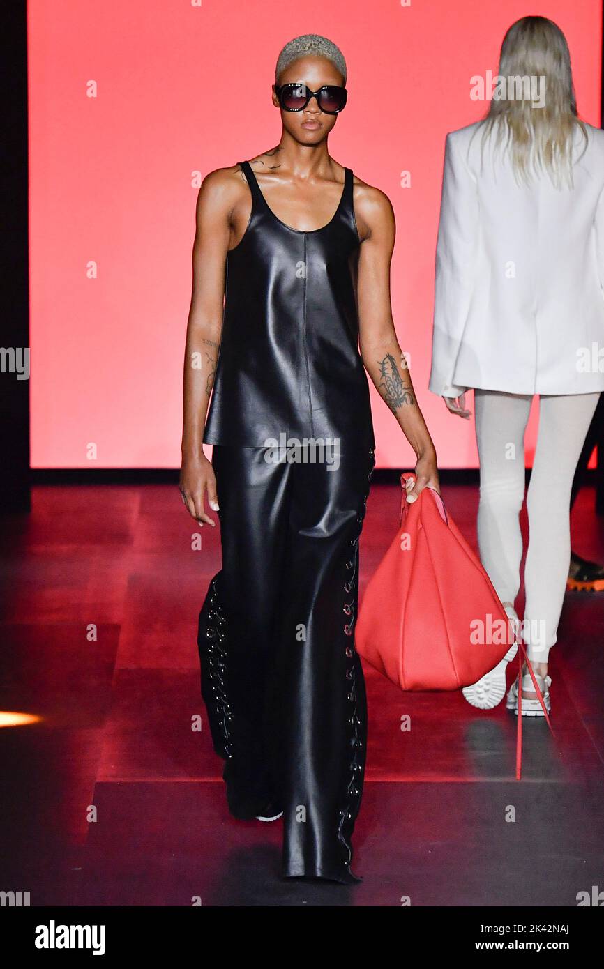 Paris, France on September 29, 2022. Model Moses Battiest on the runway ...