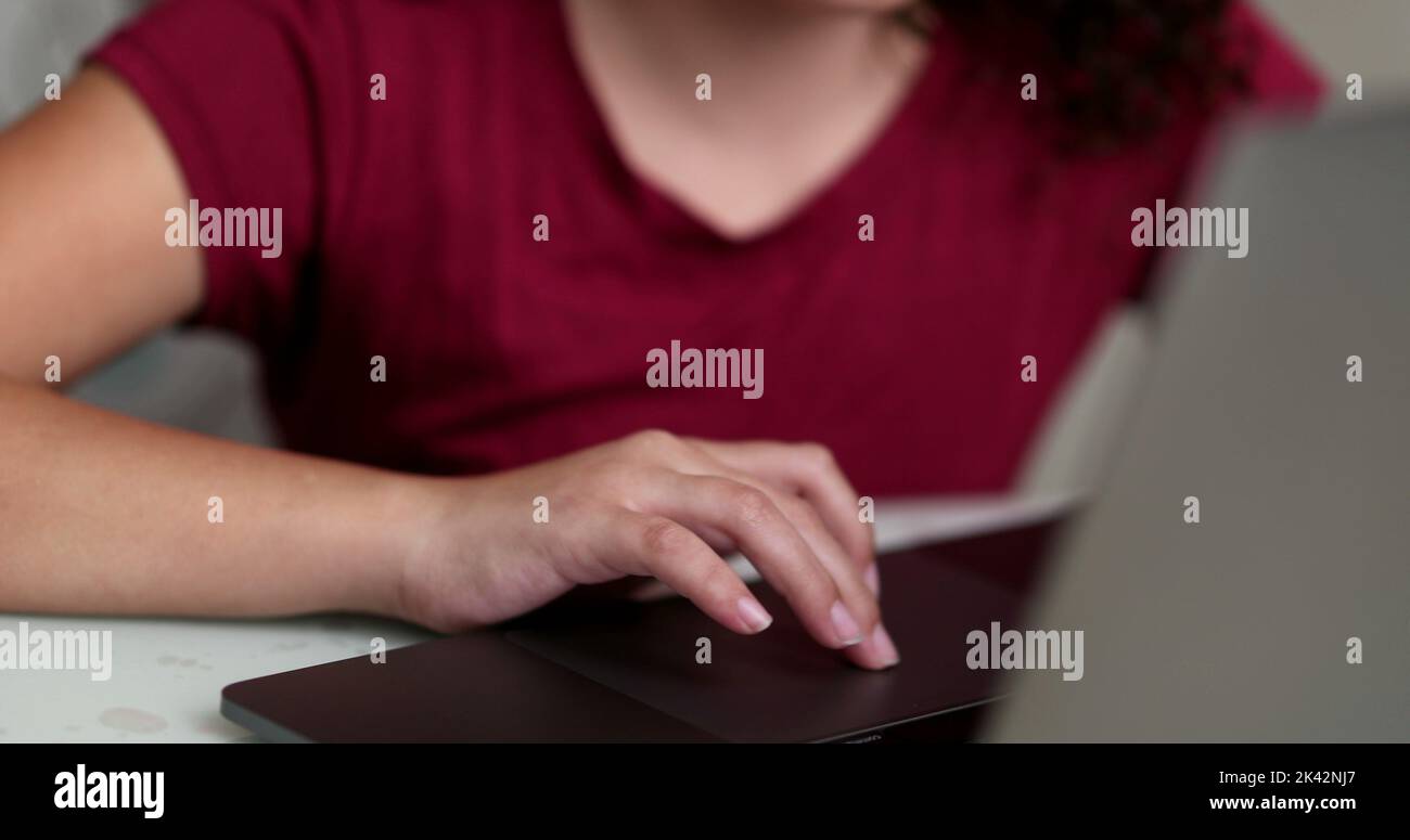Child using laptop computer at home, little child staring at screen ...