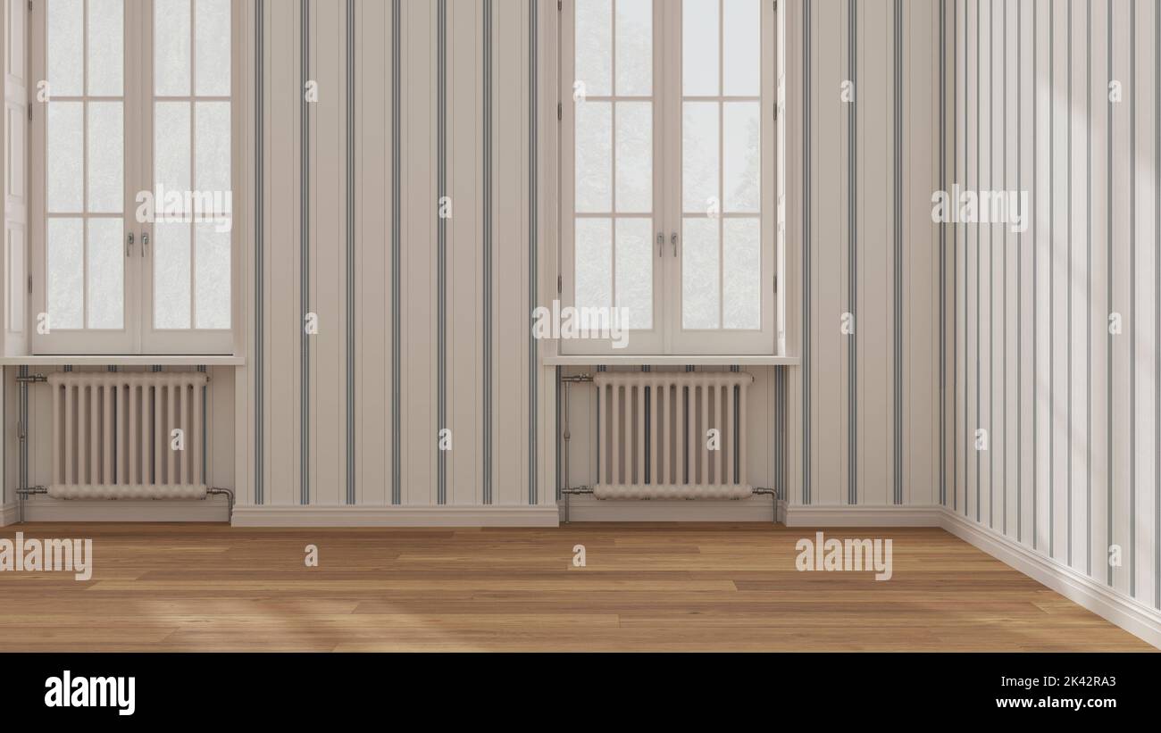 Empty room interior design in gray and beige tones, open space with ...