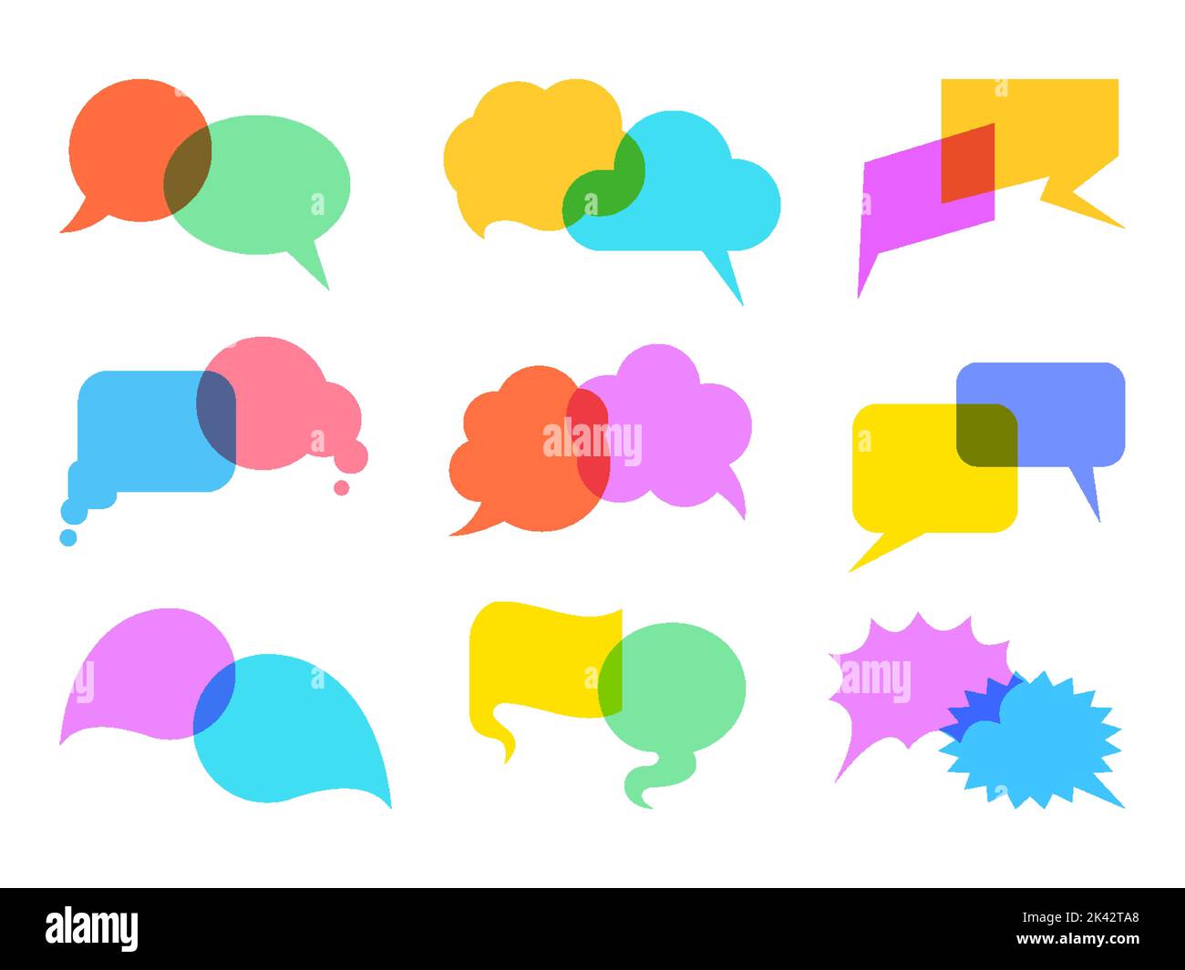 Speech bubble colorful cartoon chat dialog set. Balloon chat discussion ...