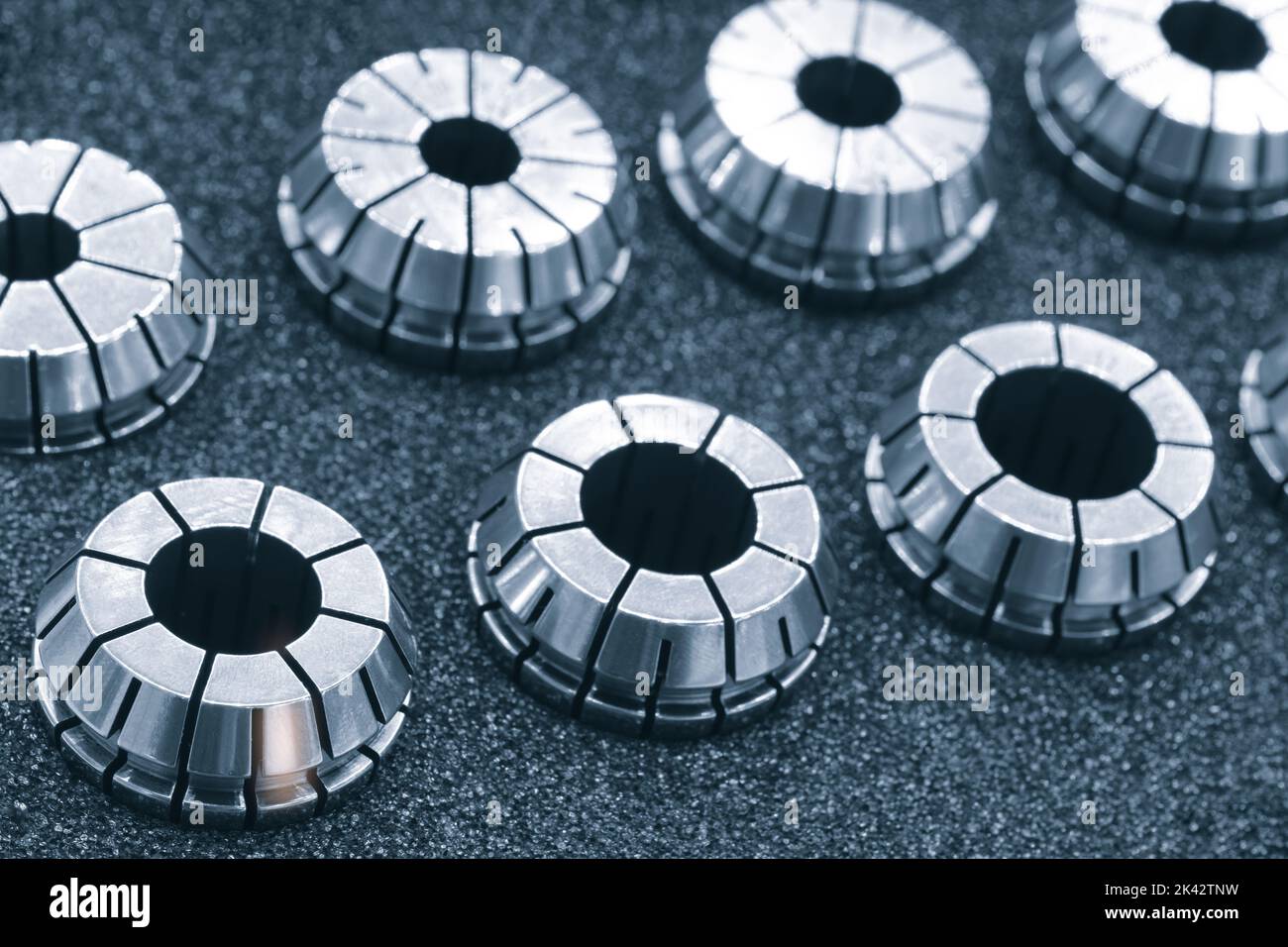 Industrial metalworking concept background, shiny metal details close ...