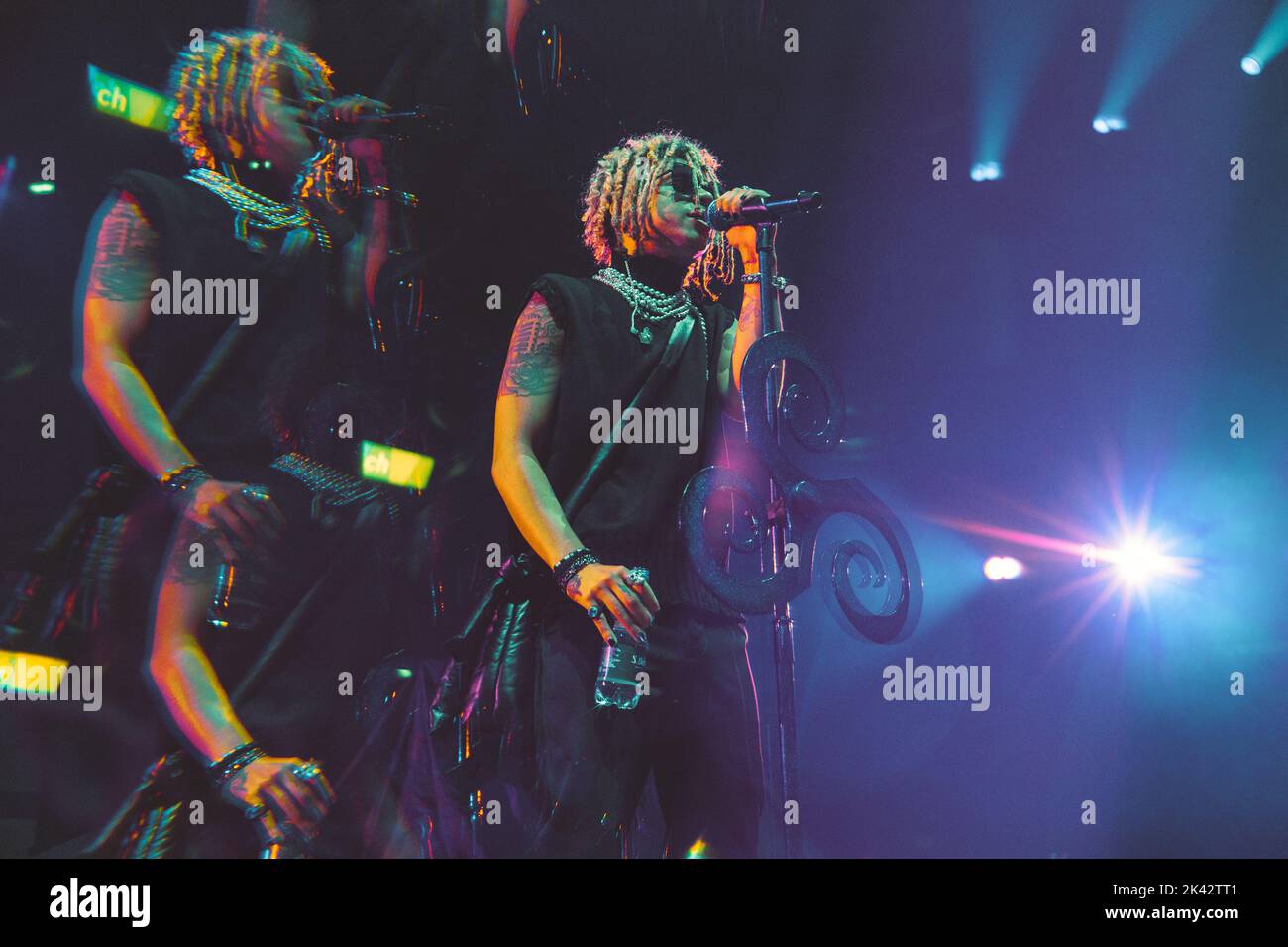American rapper and singer Iann Dior performs live at Mediolanum Forum ...