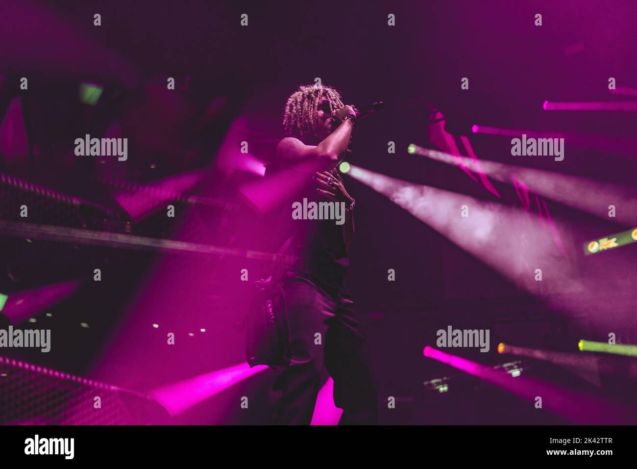 American rapper and singer Iann Dior performs live at Mediolanum Forum ...