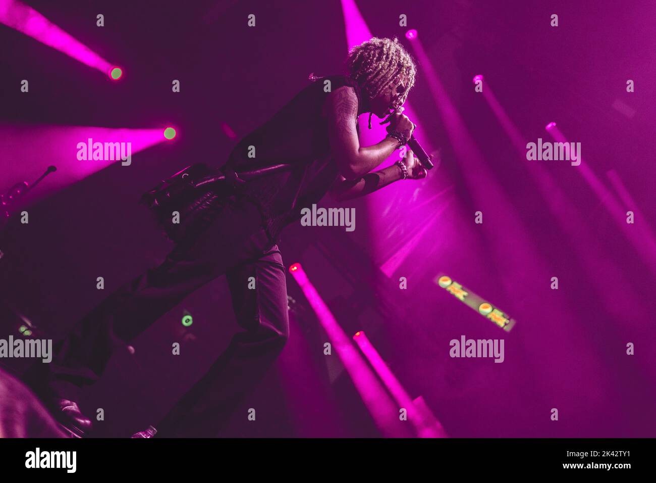 American rapper and singer Iann Dior performs live at Mediolanum Forum ...