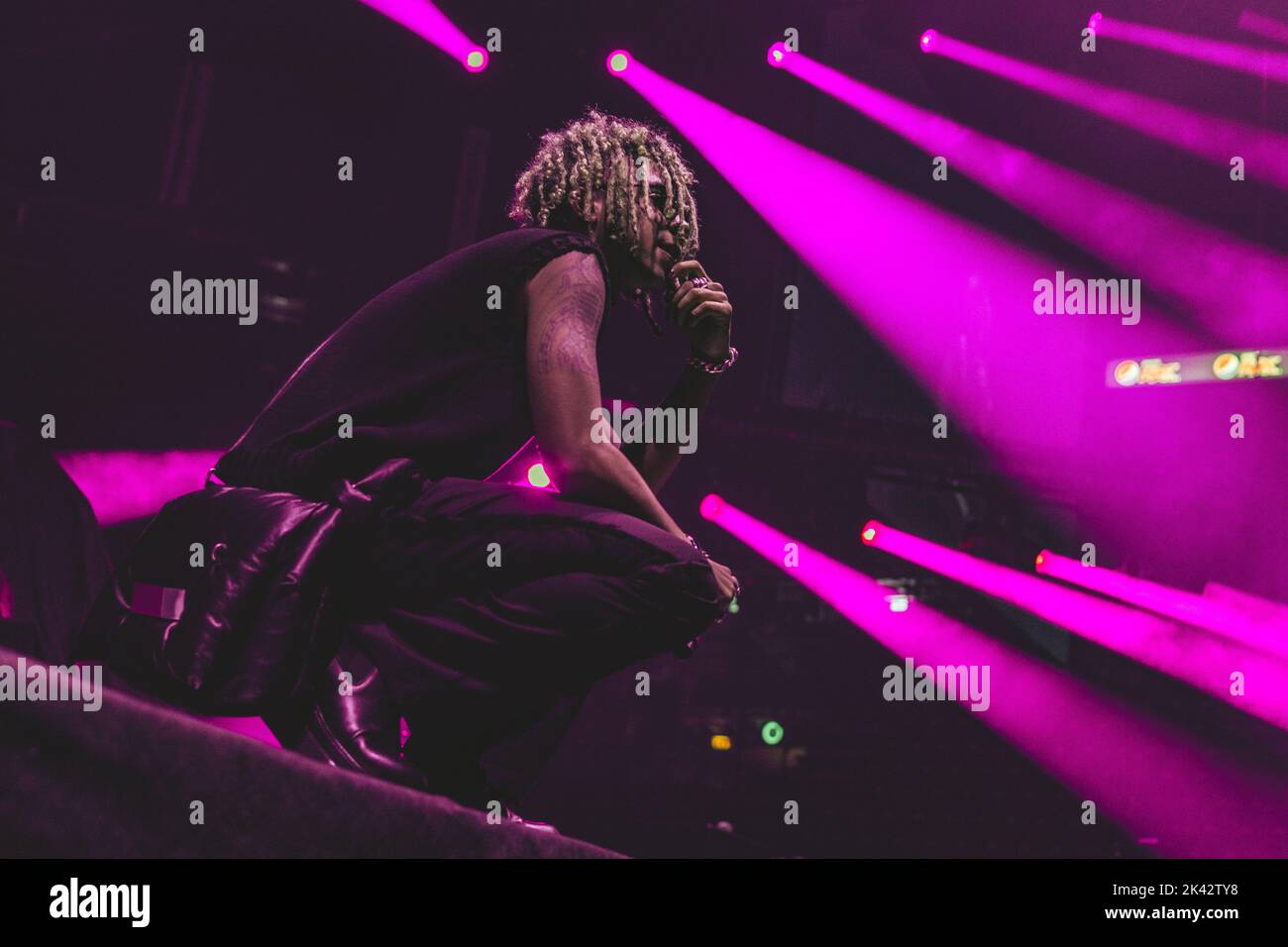 American rapper and singer Iann Dior performs live at Mediolanum Forum ...