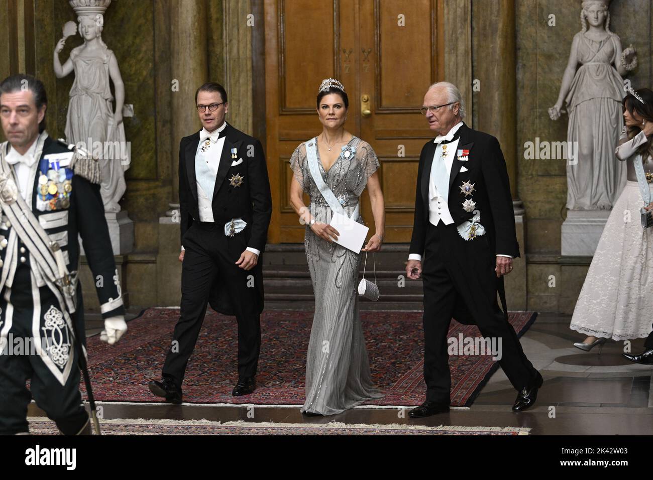 Prince Daniel, Crown Princess Victoria and King Carl Gustaf arrive at a ...